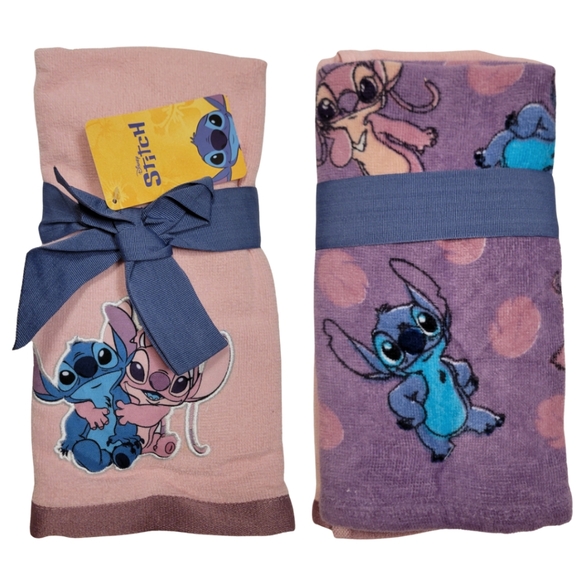Disney | Bath | Stitch And Angel Hand Towels 2 Pack Pink Purple ...